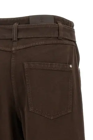 Brunello Cucinelli Belted Twill Trousers - Brown