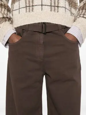 Brunello Cucinelli Belted Twill Trousers - Brown