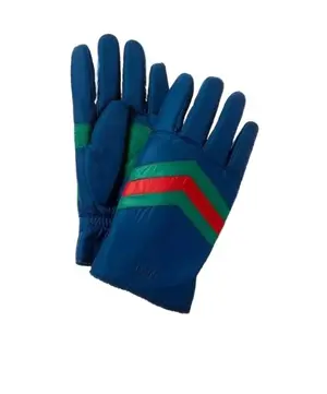 Gucci Webbing Striped Gloves - Blue