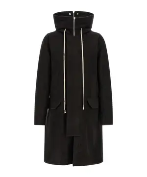 Rick Owens Drawstring-hood Zipped Coat - Black