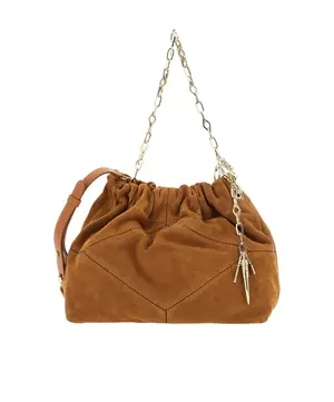 Ba&sh Ruched Chain Strap Shoulder Bag - Beige