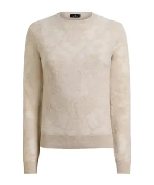 Etro Wool Jacquard Sweater With Placed Motif - Light Brown