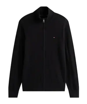 Tommy Hilfiger Embroidered Logo Zip-up Jumper - Black