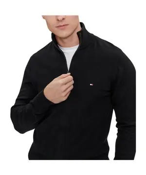 Tommy Hilfiger Embroidered Logo Zip-up Jumper - Black