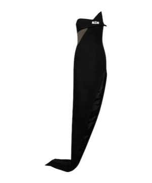 David Koma Cutout Asymmetric Wool-blend Gown - Black