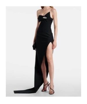 David Koma Cutout Asymmetric Wool-blend Gown