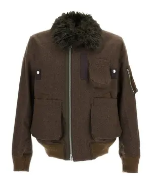 Sacai Long-sleeve Casual Jacket - Brown