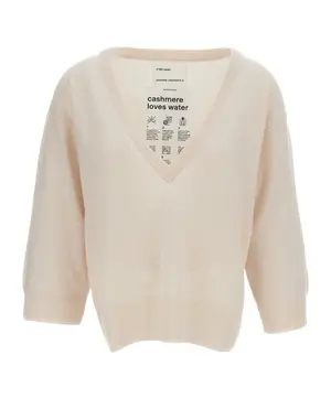Extreme Cashmere Long-sleeved Crewneck Jumper With V-neck - No