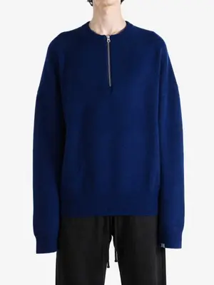 Extreme Cashmere Long-sleeved Half-zip Jumper - Blue