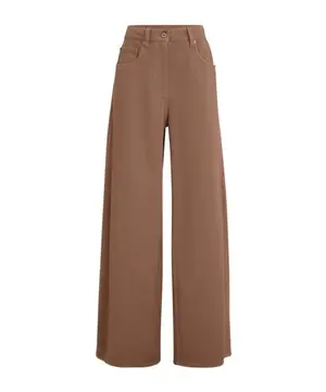Brunello Cucinelli Dyed Denim Wide-leg Trousers With Monili Detail - Brown