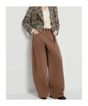 Brunello Cucinelli Dyed Denim Wide-leg Trousers With Monili Detail - Brown