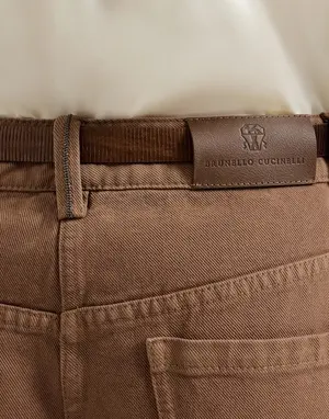 Brunello Cucinelli Dyed Denim Wide-leg Trousers With Monili Detail - Brown