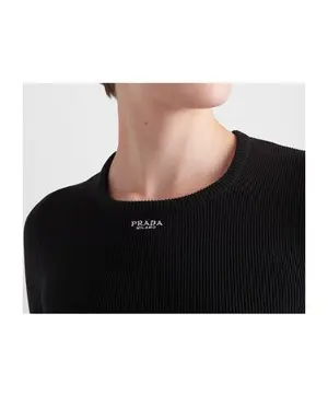 Prada Cotton Ribbed Knit Sweater