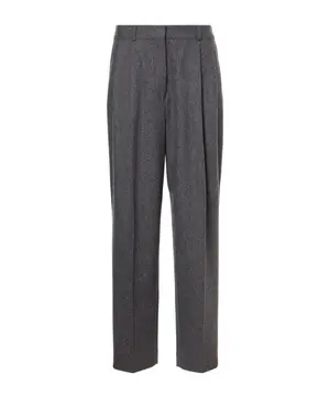 TOTEME Low-rise Wool-blend Flannel Straight Pants - Black