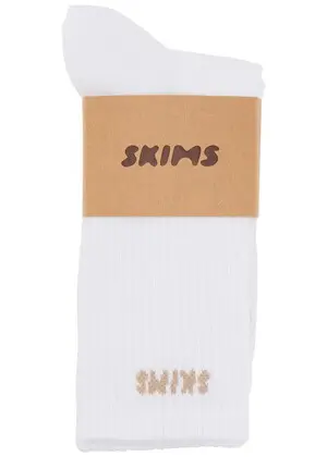 SKIMS Logo-intarsia Cotton-blend Socks