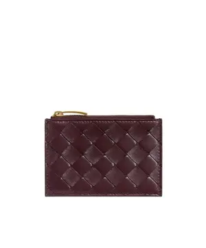 Bottega Veneta Intrecciato Zipped Card Case - Red