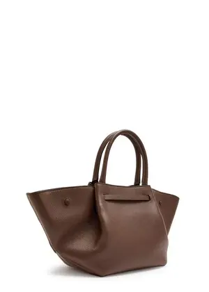 DEMELLIER Midi Grained Leather Tote - Moca