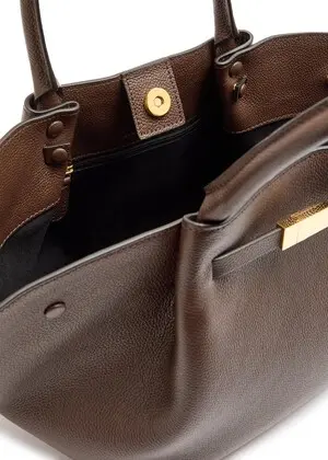 DEMELLIER Midi Grained Leather Tote - Moca