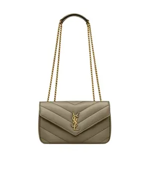 Saint Laurent Loulou Small Matelassé Lambskin Shoulder Bag - Dark Moss