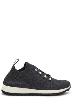 JIMMY CHOO Veles Cashmere-knit Sneakers - Black Other