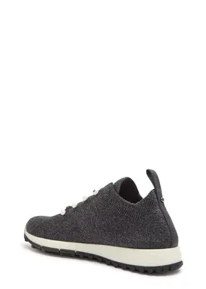 JIMMY CHOO Veles Cashmere-knit Sneakers With Pearl Embellishments