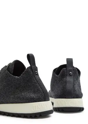 JIMMY CHOO Veles Cashmere-knit Sneakers With Pearl Embellishments