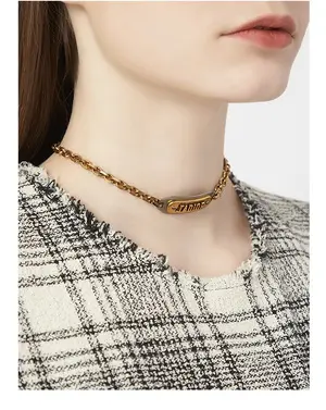 Dior Metal Logo Necklace