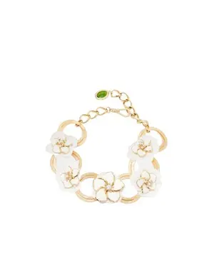 Dolce & Gabbana Embellished Floral Chain Necklace - White
