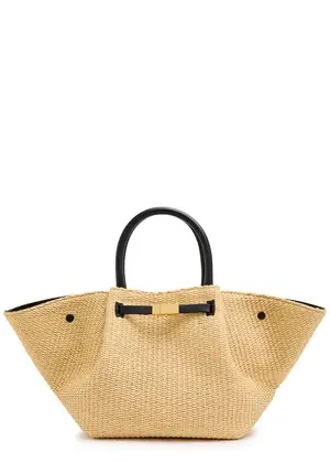 DEMELLIER Demellier The New York Midi Raffia And Leather Tote