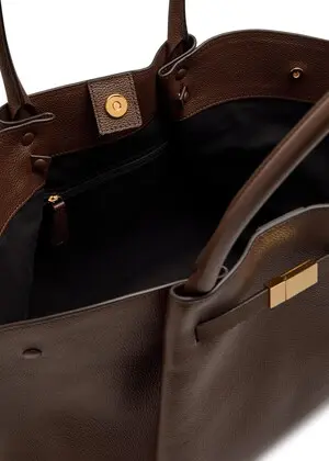 DEMELLIER New York Grained Leather Tote - Dark Brown