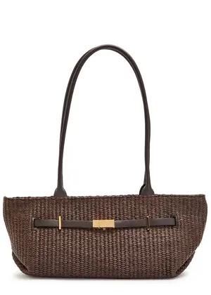 DEMELLIER The New York Raffia And Leather Shoulder Bag