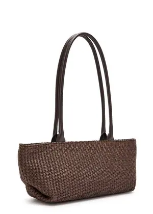 DEMELLIER The New York Raffia And Leather Shoulder Bag