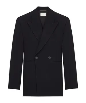 Saint Laurent Double-breasted Striped Jacket - Black