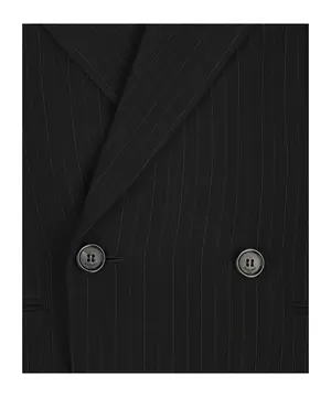 Saint Laurent Double-breasted Striped Jacket - Black
