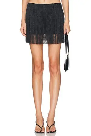 MIMCHIK Fringe Mini Skirt - Black
