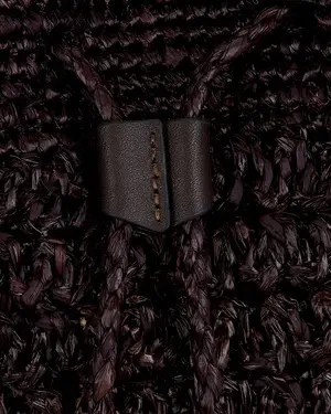 Jenni Kayne Riviera Raffia Bucket Bag - Dark Brown