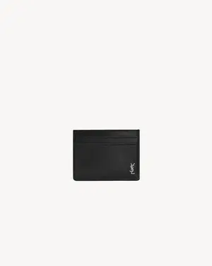 Saint Laurent Tiny Cassandre Card Case In Matte Leather - Black