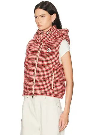Moncler Niverolle Houndstooth Wool Blend Vest - Check Print