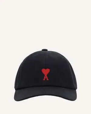AMI Paris Cotton Baseball Cap With Embroidered Logo - Black