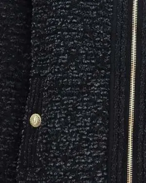 Balmain Zip Jacket With Sequin Details And Lion Head Snap Buttons - Black