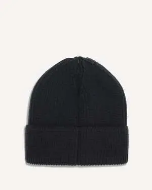 The North Face Ribbed Beanie Hat With Logo Patch - Black