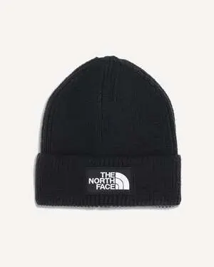 The North Face Ribbed Beanie Hat With Logo Patch - Black