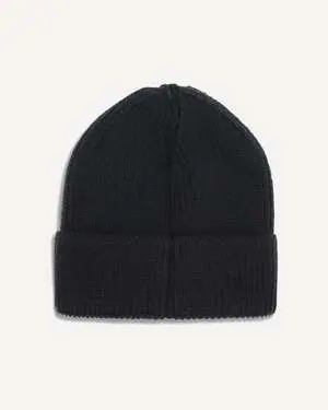 The North Face Ribbed Beanie Hat With Logo Patch - Black