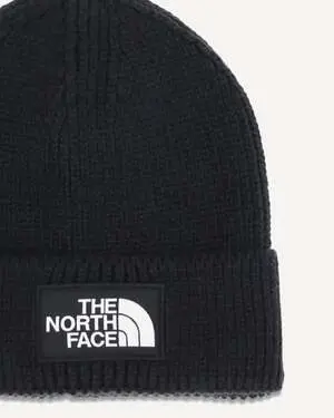 The North Face Ribbed Beanie Hat With Logo Patch - Black