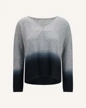 MIRROR IN THE SKY V-neck Cashmere Sweater With Gradient Finish