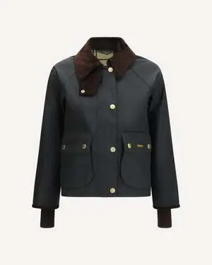 Barbour Beadnell Cropped Waxed Jacket - Green