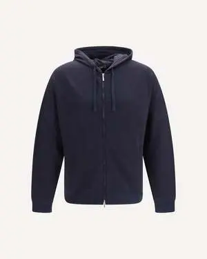 Loro Piana Cotton And Cashmere Bomber Hoodie - Blue