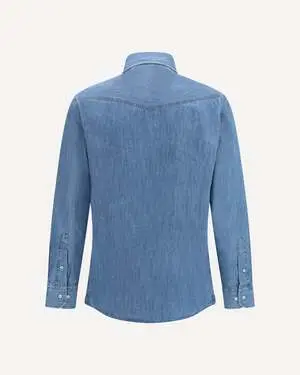 Brunello Cucinelli Easy Fit Ightweight Denim Shirt Mae - Light Blue