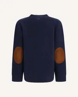Prada Crewneck Sweater With Suede Elbow Patches