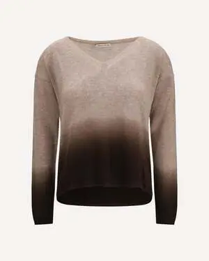 MIRROR IN THE SKY V-neck Cashmere Sweater With Gradient Finish